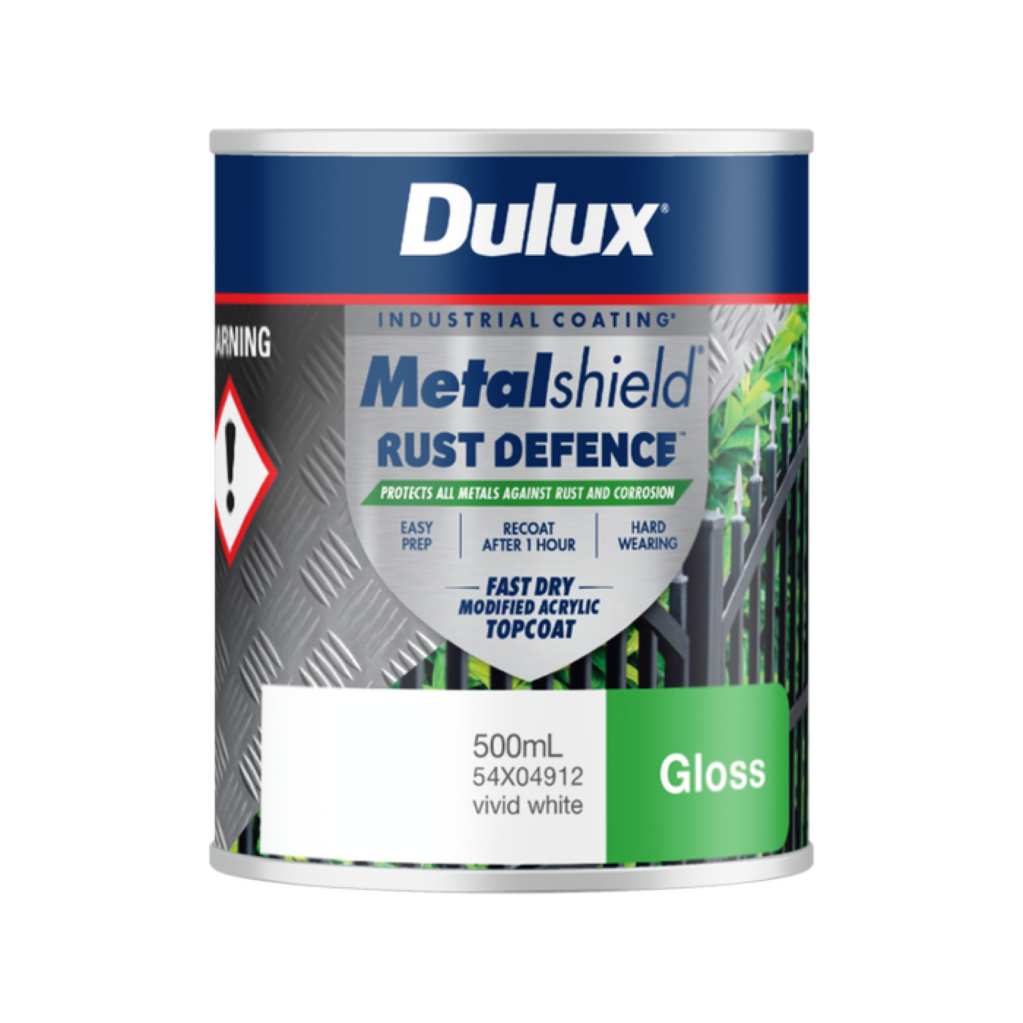 Dulux Metalshield Rust Defence Gloss Vivid White 500ml - Inspirations Paint